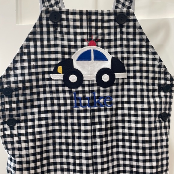 Kelly's Kids | One Pieces | Black White Gingham Police Car Overalls ...